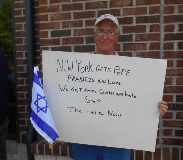 Demonstrators line up in protest to Ann Coulter in The Villages ...