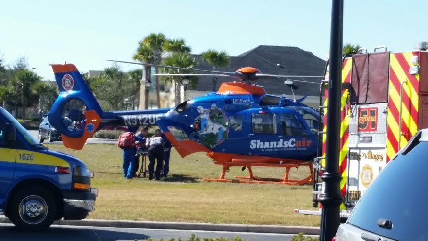 Medical helicopter transports Villager to Shands from landing zone at ...