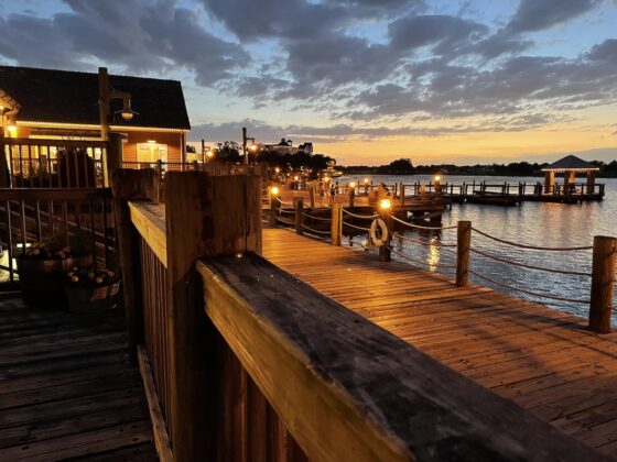 Sunset on the docks at Lake Sumter Landing - Villages-News.com