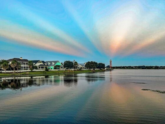 Dawn breaking over Lake Sumter and the lighthouse - Villages-News.com
